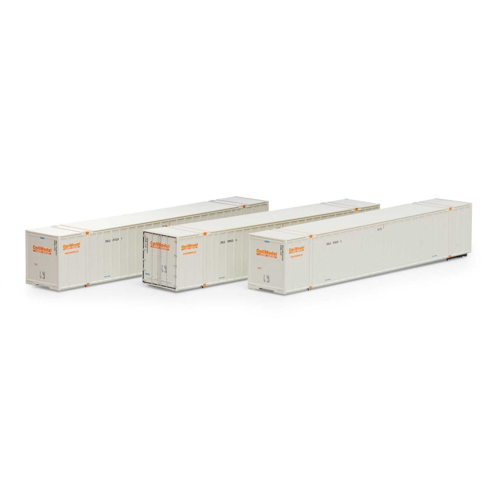 Athearn 17314 N, 53' Stoughton Container, 3-Pack, Optimodal, SNLU, 989320, 875237, 958230